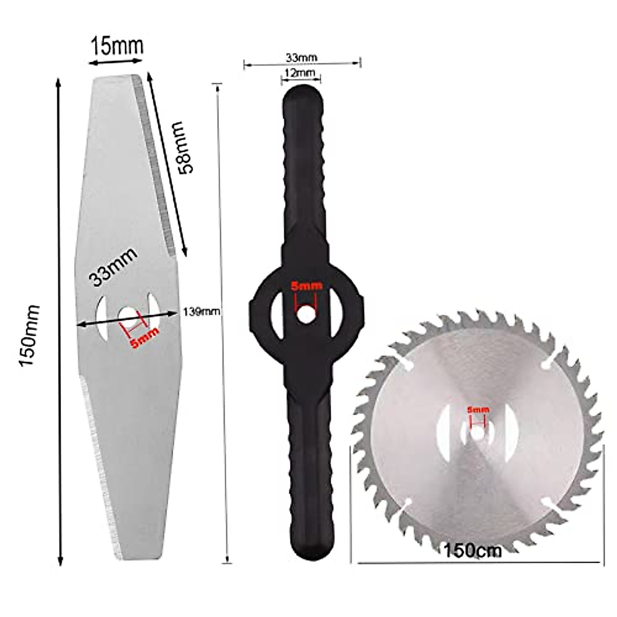 5Pcs Cordless Weed Wacker Replacement Blade - Blade Weed Eater Replace Blades- Carbide Blade Brush Cutter Grass Trimmer Weed Eater Blade for Electric Lawn Trimmer Set - Lawn Mower Accessories