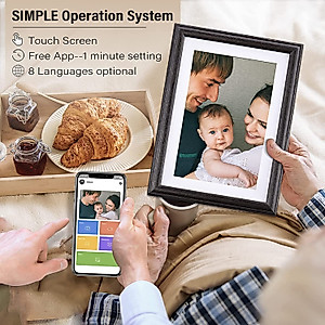WiFi Digital Picture Frame, Pastigio 10.1" HD Wooden Digital Photo Frame with Delicate LCD Display, 16GB Storage, Auto-Rotate, Instant Share Photos and Videos via App, Email, Cloud from Anywhere