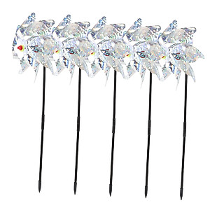 BESPORTBLE Reflective Windmill 20 Pcs Garden Windmill Garden Bird Fishpond Orchard Windmill Bird Windmill Reflective Pinwheels Prop to Rotate Plastic Bird Belt Outdoor
