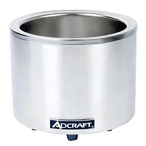 Adcraft FW-1200WR (Base Only) Countertop Food Cooker and Soup Warmer with Thermostatic Controls, Stainless Steel, 1200-Watts, 120v, Silver, 7 Quart