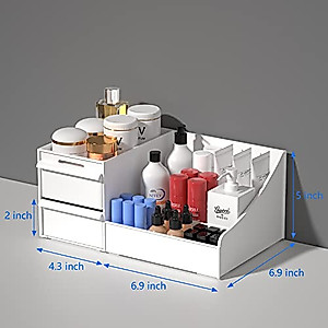 VZINO Drawer Makeup Organizer for Vanity, Large White Desk Organizer for Cosmetics, Skincare, or Stationery, Perfect for Bedroom and Office Countertops