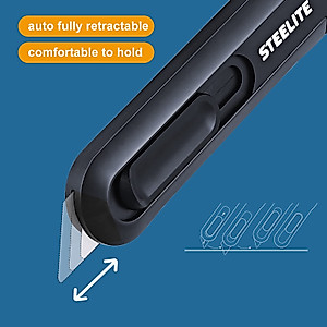 Steelite Auto-Retractable Box Cutter Ceramic Utility Knifes Safe Unboxing Kinves Cartons Cardboard Cutter Suitable for Office and Home Right-handed