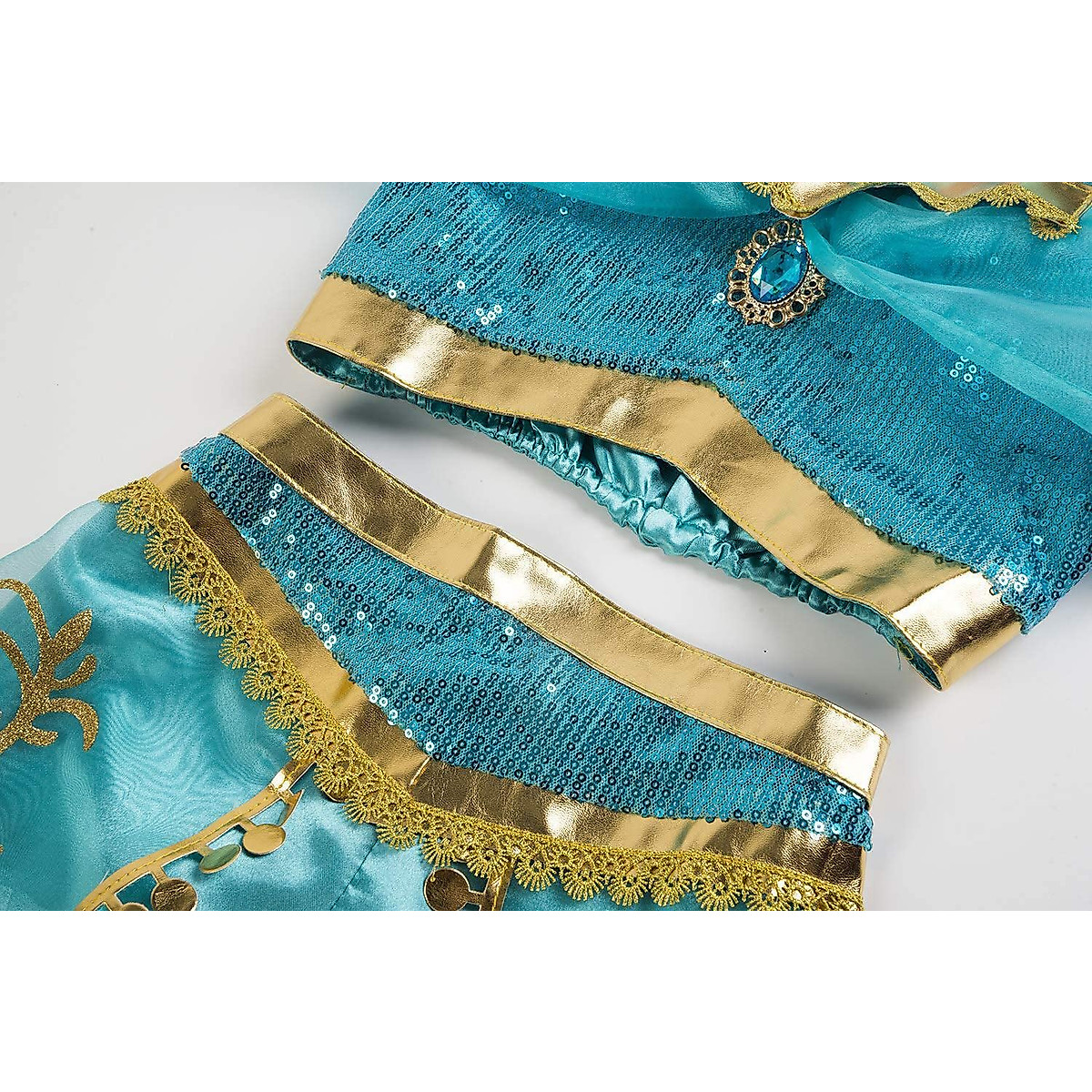 KuKiee Girls Princess Costume Halloween Cosplay Party Dress Up (5-6/120, Blue with Accessories)