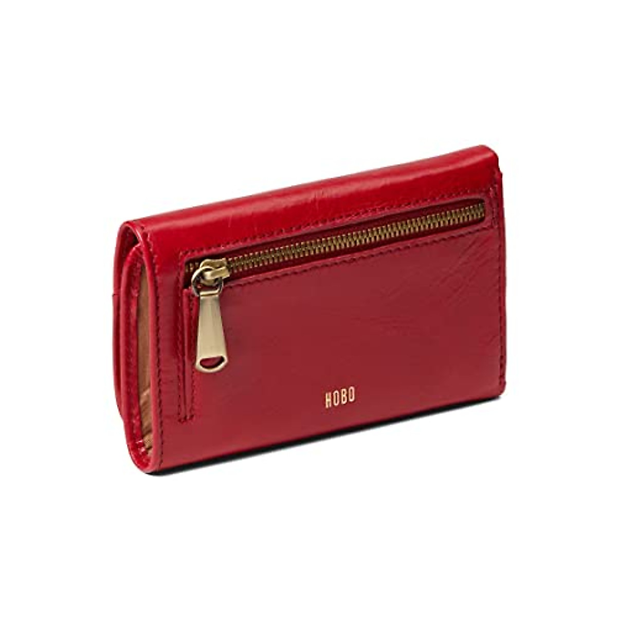 HOBO Jill Wallet For Women - Snap Flap Closure and Patterened Polyester Lining, Compact and Handy Wallet Crimson 1 One Size One Size