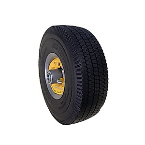 2 New 4.10/3.50-4" Solid Flat-Free Sawtooth Wheel w/Grease Fitting for Hand truck Dolly All Purpose Utility Cart, Offset Hub 2.25"-4.00", 5/8" Bearing installed w/Extra 3/4" Bearing