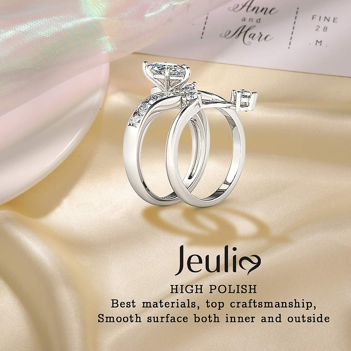 Jeulia Marquise Cut Wedding Set Sterling Silver Bypass Rings with Cubic Zirconia White Diamond Solitaire Engagement Rings Promise Anniversary with Gift Box (10)