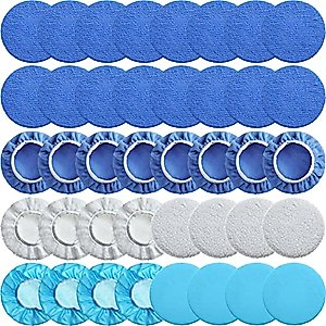 40 Pieces Buffer Pads Cover Car Polisher Bonnet Orbital Buffer Bonnets Microfiber Bonnet Waxers Bonnet Set Including 24 Microfiber 8 Plush 8 Non Woven for Polisher (9-10 Inch)