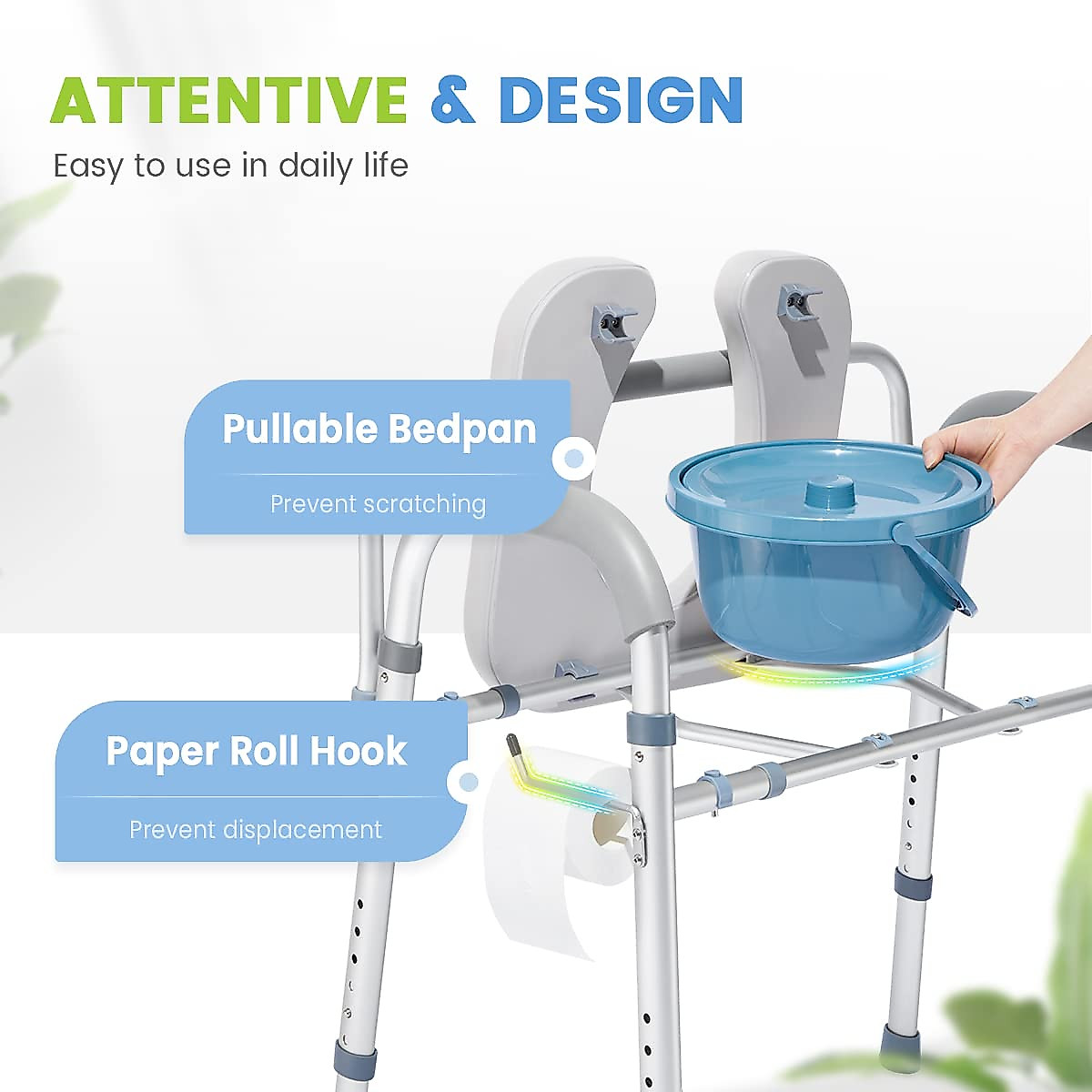 OasisSpace Stand Alone Raised Toilet Seat 500lbs - Adjustable Toilet Safety Frame Raised Toilet Seat with Handles for Elderly, Medical Beside Commode Chair for Senior and Disabled