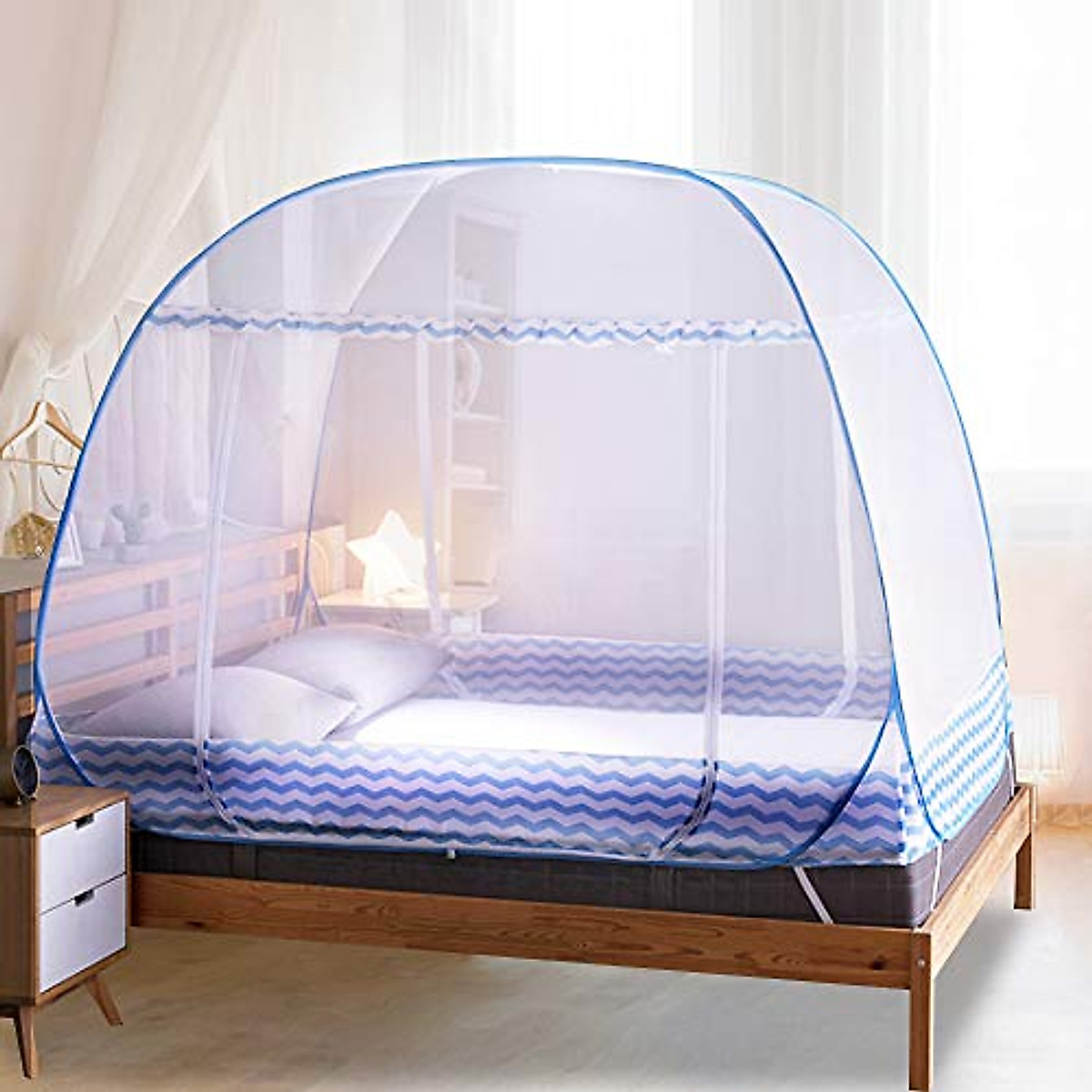 Jsanh Large Mosquito Net for Bed King Size Portable Pop UP Mosquito Netting with Bottom Foldable Mosquito Nets for Baby Adults 80 x 72 x 60 inch