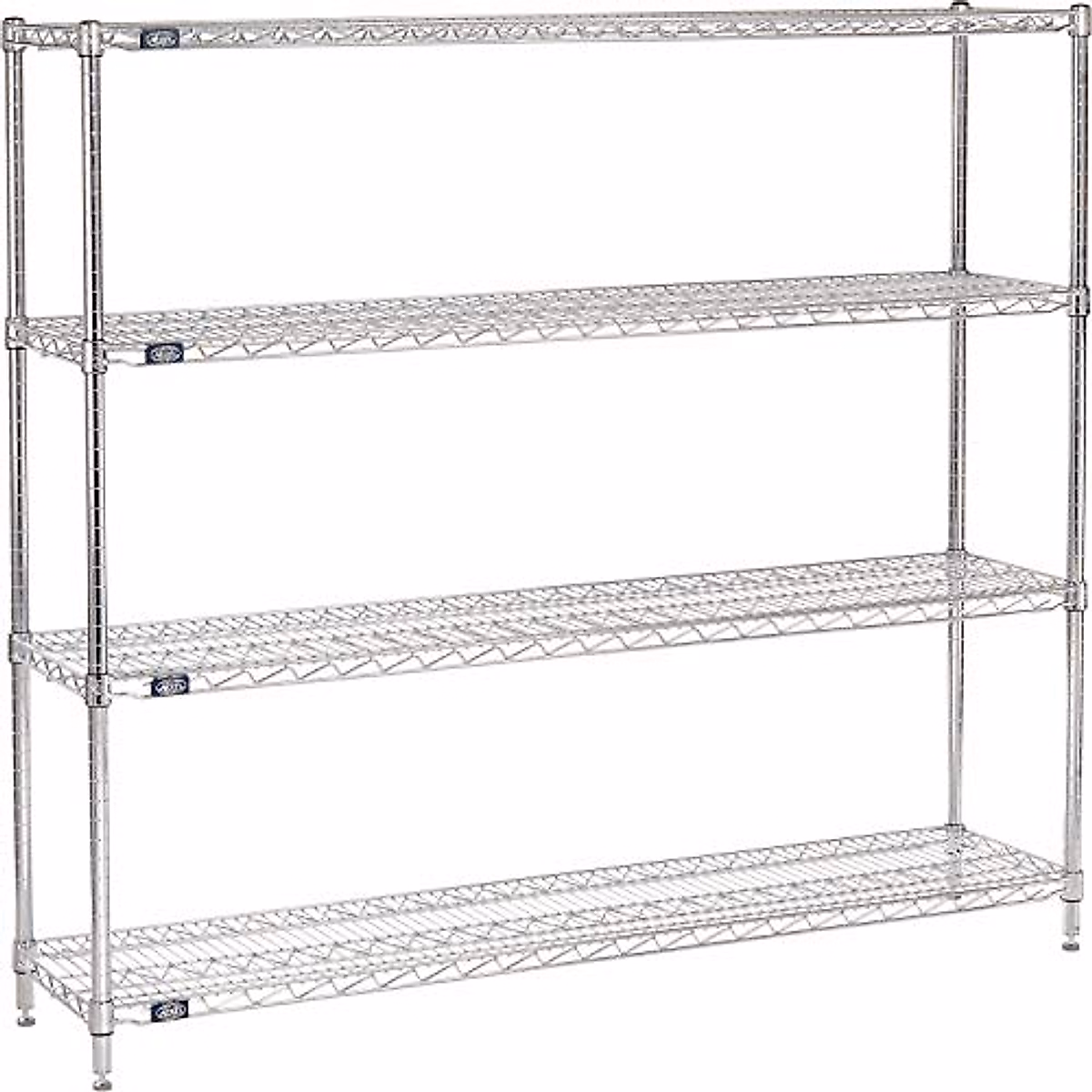 Nexel 14" x 72" x 63", 4 Tier Adjustable Wire Shelving Unit, NSF Listed Commercial Storage Rack, Chrome Finish, leveling feet