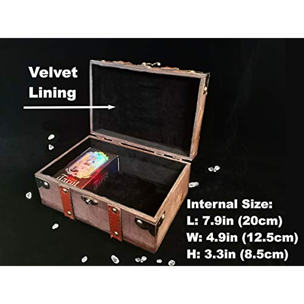 Gbrand 8.3" Wood and Leather Chest Box with Velvet Lining, Yggdrasil Tree of Life Engraved Wooden Box, Pentacle Wiccan Supplies and Tools Storage Box, Home Decor Box (Tree of Life)