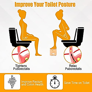 Beinilai Toilet Stool, Foldable Toilet Stool Squat Adult for Bathroom, Bamboo Poop Stool for Adult, 8 Inches Squatting Bathroom Potty Stool with 2 Packs Anti-Slip Strip（Natural Color）