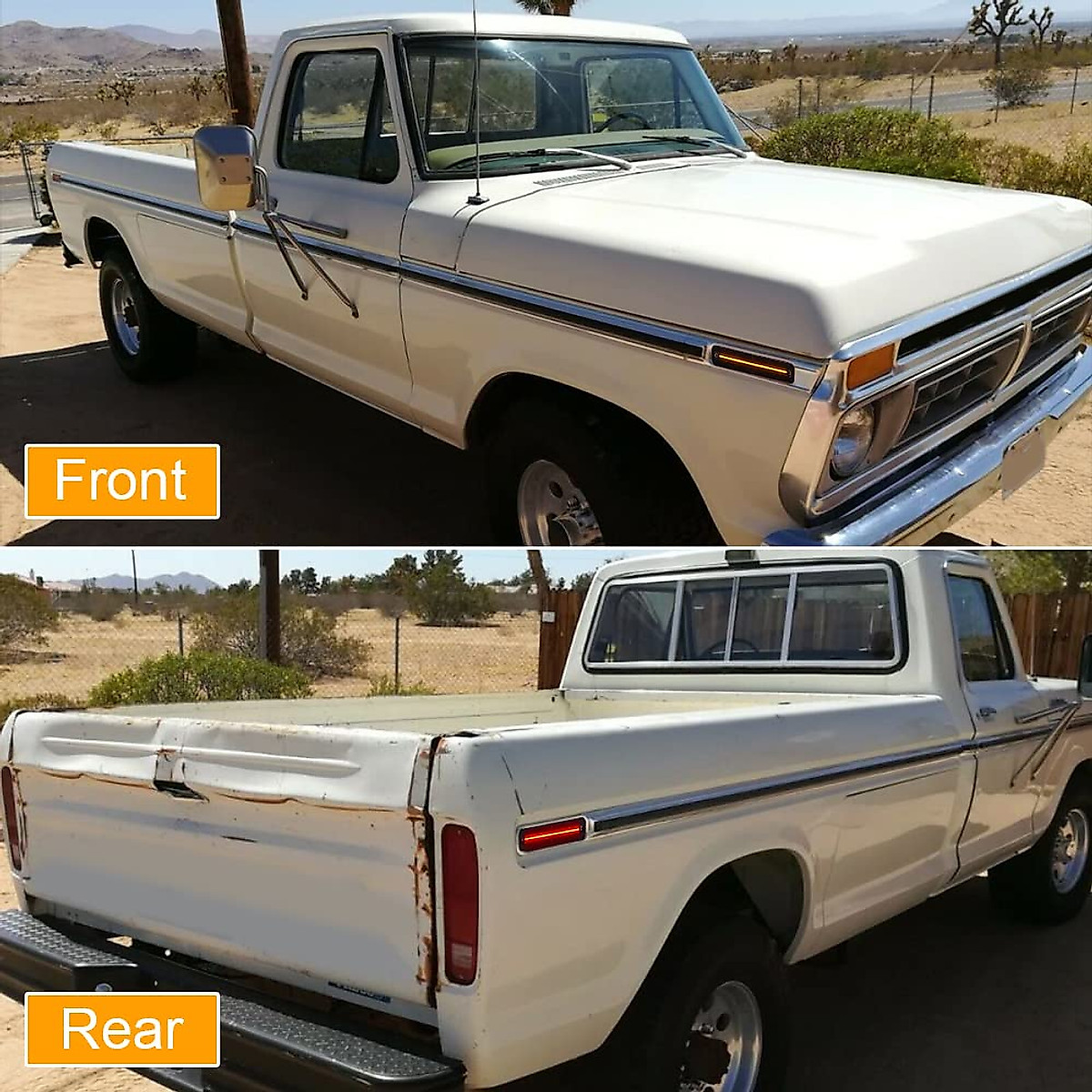 Aexploer LED Side Marker Lights Compatible with F100/150/250/350 1973-1979,for Econoline E100/150/250 1975-1991,for Bronco 1978-1979,Side Markers Lamps Lights Assembly(Smoked Lens)