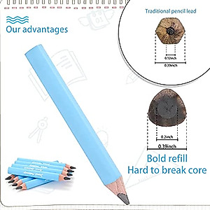 AUTEMOJO Short triangle 5mm thick core fat pencil, 3.5 inch fat pencil, suitable for preschool children Little hand, kindergartens, children's writing and painting (8 light blue)