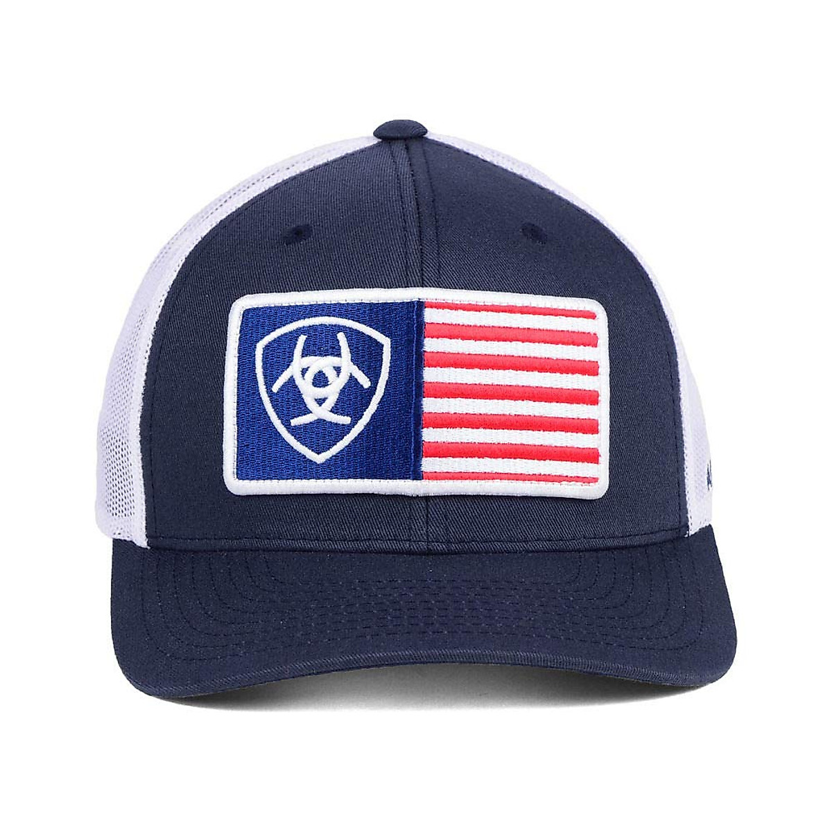 Ariat Men's Shield Flag Center Patch Mesh Cap, Blue, One Size