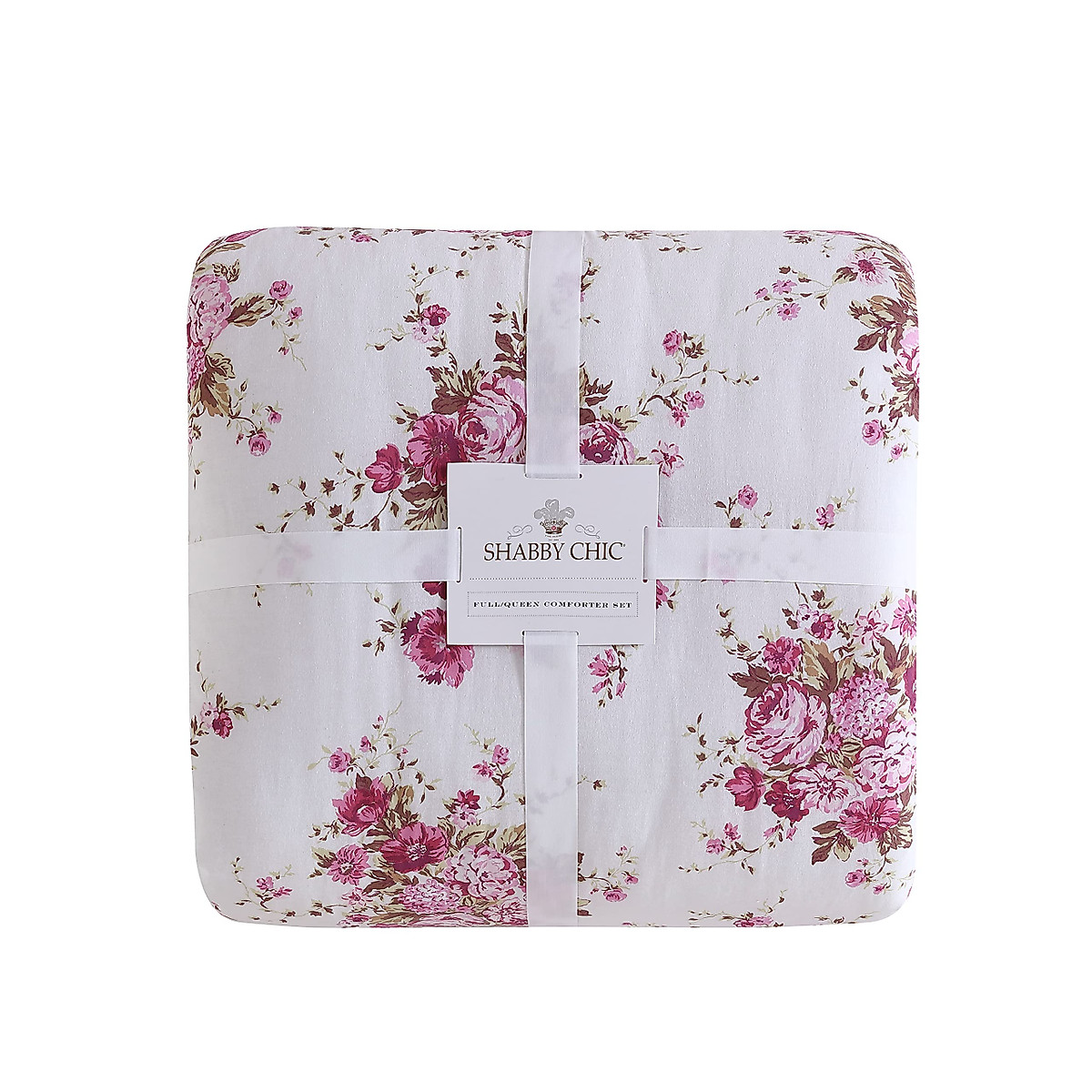 Shabby Chic® - Queen Comforter Set, Reversible Cotton Bedding with Matching Shams, Elegant Floral Home Decor for All Seasons (Bailey Blue, Queen)