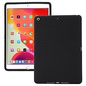 Veamor 10.2 in Silicone Back Case Cover, Anti Slip Rubber Protective Skin Soft Bumper for Apple iPad 9th (2021)/8th (2020)/7th (2019) Gen, Kids Friendly/Lightweight/Ultra Slim/Shockproof (Black)