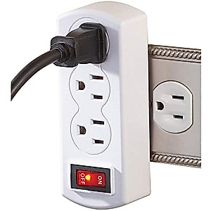 Topro23 Multi Outlet Wall Plug Grounded Triple Outlet Adapter with ON/OFF Switch 3 Prong ETL Listed 2 Pack White TP-SY610