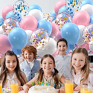 60PCS White Pink and Blue Balloons,Gender Reveal Balloon Pink and Blue Balloon Arch Kit,Suitable for Boy or Girl Gender Reveal Party Birthday Baby Bridal Shower Party Decorations