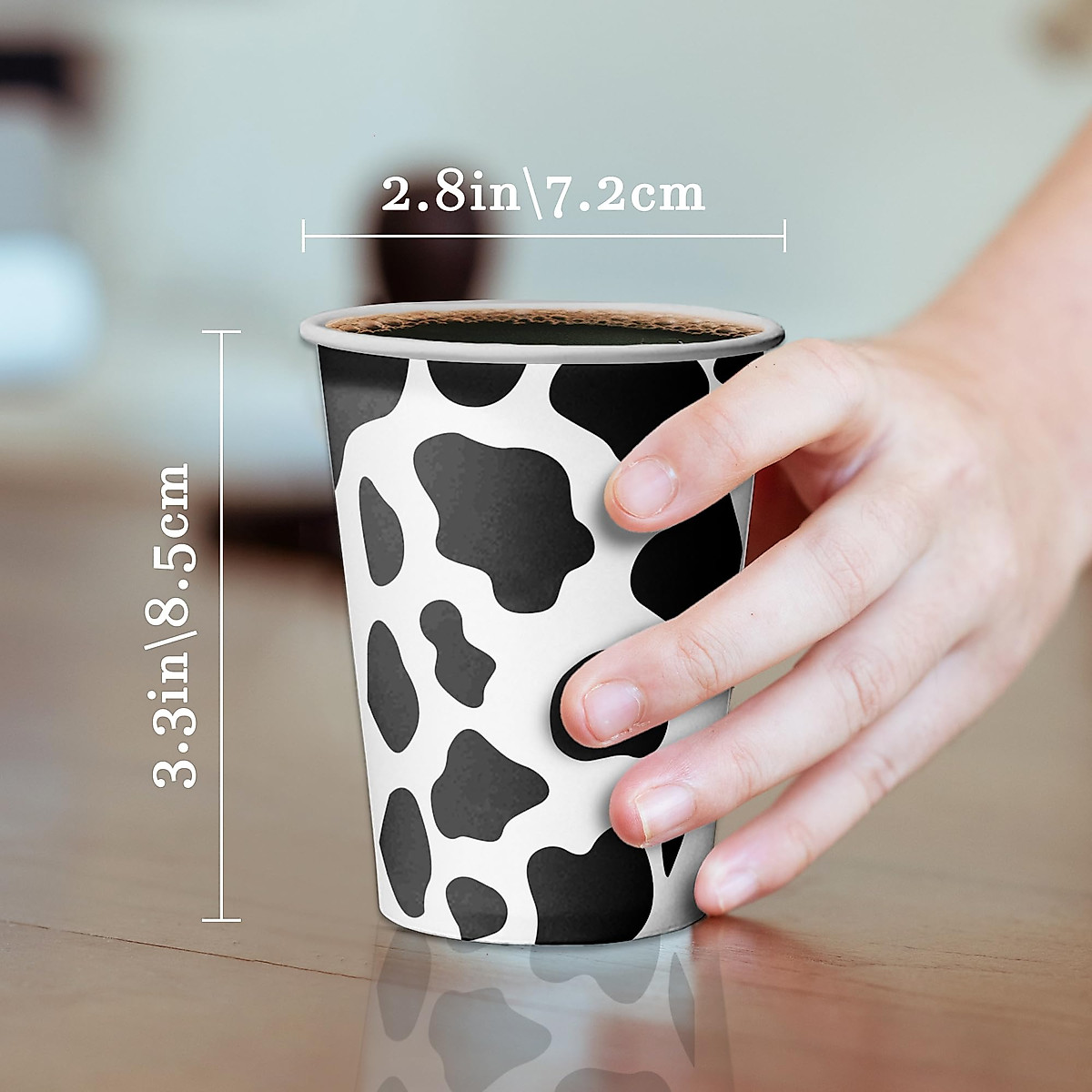 20pcs Cow Birthday Cups Disposable Paper Cups 9 oz,Cow Party Cups with Silver Bordermakes - Farm Animal Party Supplies Cups for Cold Hot Drinks - Birthday Graduatio