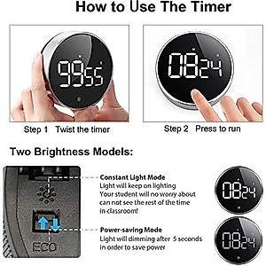 Classroom Timers for Teachers, Large Magnetic LED Countdown Kids Timer with Constant Light Function for classrooms, Quiet for Children and Teachers