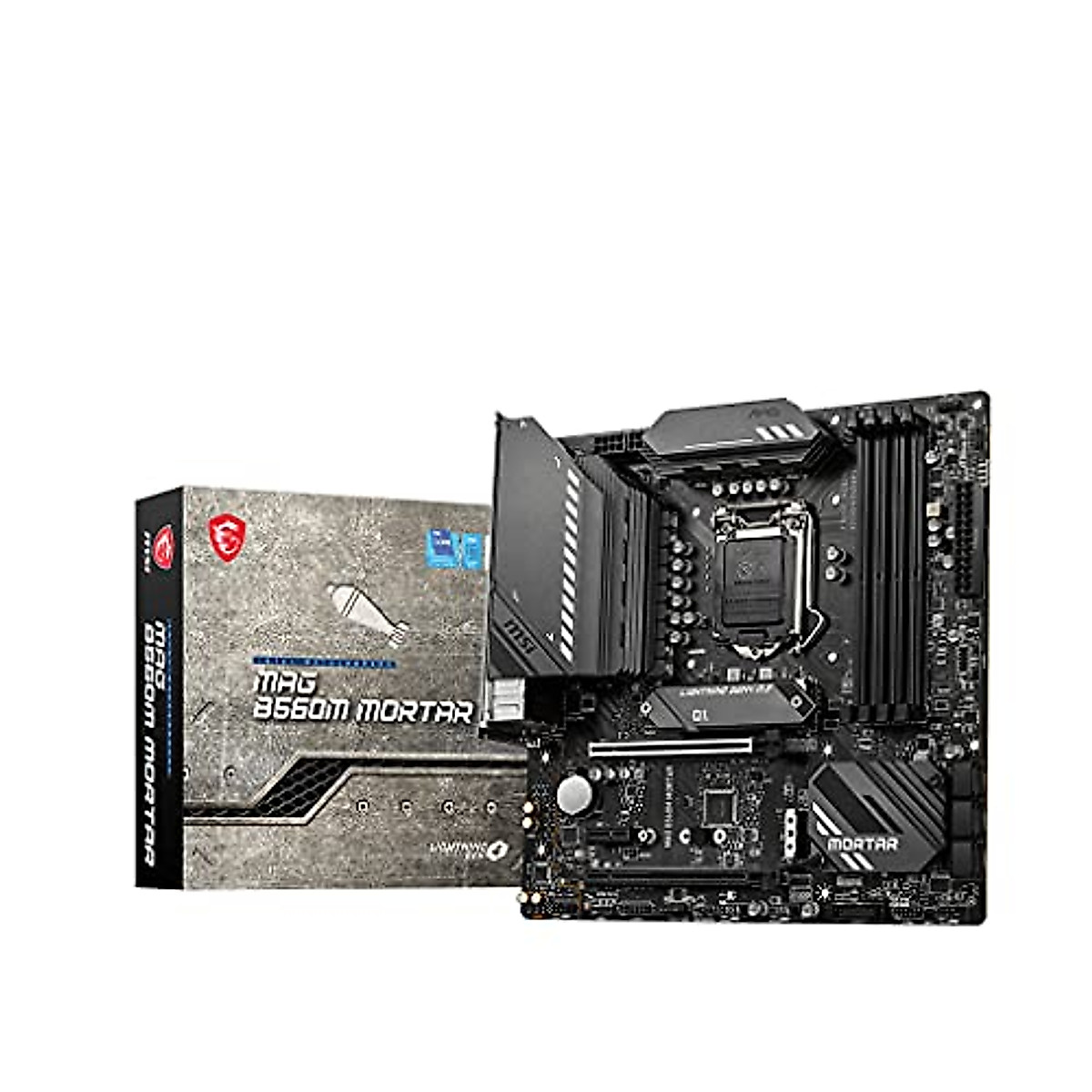 MSI MAG B560M MORTAR Gaming Motherboard (mATX, 11th/10th Gen Intel Core, LGA 1200 Socket, DDR4, PCIe 4, CFX, M.2 Slots, USB 3.2 Gen 2, 2.5G LAN, DP/HDMI)