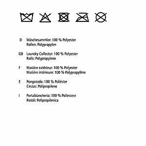 Taupe Corno slimLaundry basket - thin Laundry Hamper with wheels - small space laundry bin - narrow hamper, laundry collector, laundry basket with wheels