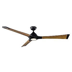 Woody Smart Indoor and Outdoor 3-Blade Ceiling Fan 72in Matte Black Distressed Koa with 2700K LED Light Kit and Wall Control works with Alexa, Google Assistant, Samsung Things, and iOS or Android App