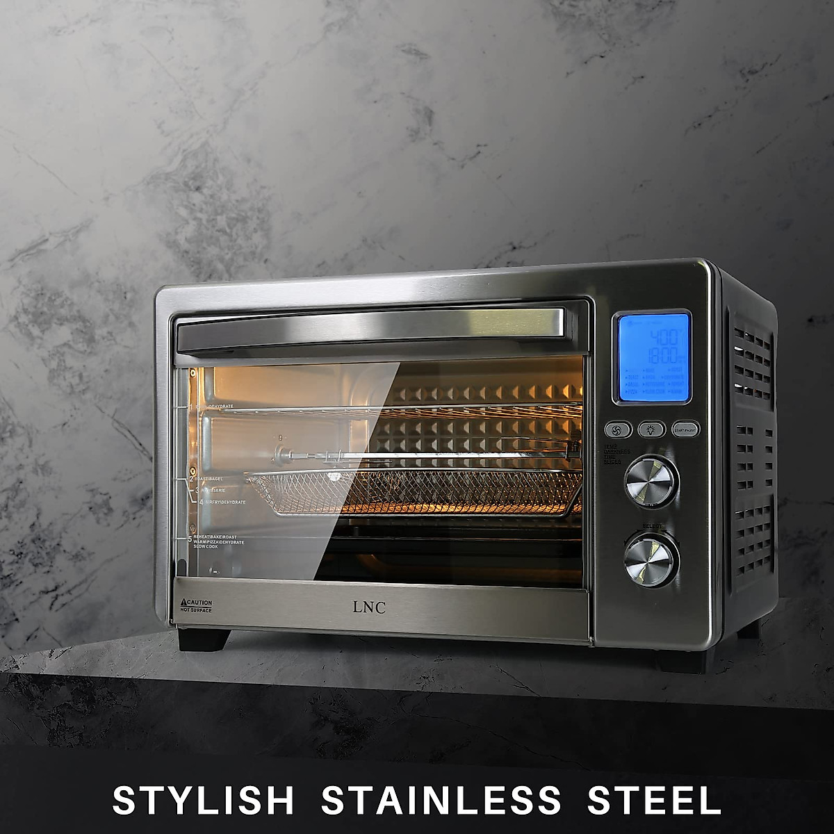 Toaster Oven, LNC 34QT Extra Large 1750W Air Fryer Oven with 12 Cooking Functions, Super Hot Air Convection Oven- A05000B