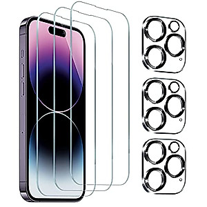 Corefyco Direct [3+3 Pack] Screen Protector for iPhone 14 Pro Max, 9H Tempered Glass and Camera Lens [Anti-Scratch] [Bubble Free] [Ultra HD]