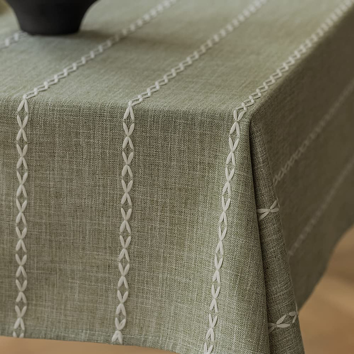 Zobesta Linen Table Cloth Cotton Tablecloth Square Tablecloth Sage Green Tablecloth, Heavy Duty Washable Farmhouse Soft Boho Tablecloth for Kitchen & Table Linens (Sage Green, 53 x 53 Inch)