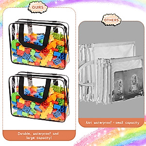 10 Packs Large Toy Storage Bags with Labels, Waterproof Clear PVC Storage Bags for Toys, Travel Organizer Bags with Zipper Closure for Puzzles, Building Blocks, Kids' Books