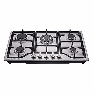 Deli-kit 30 inch Gas Cooktops Dual Fuel Sealed 5 Burners Gas Cooktop Drop-In Stainless Steel Gas Hob Gas DK257-A01 Cooktop