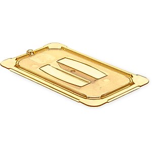 Carlisle FoodService Products 10490U13 StorPlus High Heat Universal Handled Food Pan Lid, Quarter Size, Amber