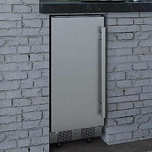 Avallon AFR152SSODLH 15 Inch Wide 3.3 Cu. Ft. Outdoor Compact Refrigerator with LED Lighting and Left Swing Door