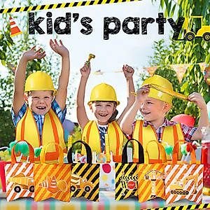 Hercicy 36 Pcs Construction Birthday Party Supplies Dressing up Costume Include 12 Construction Hat 12 Kids Construction Vest 12 Construction Party Goodie Bags for Construction Party Decorations