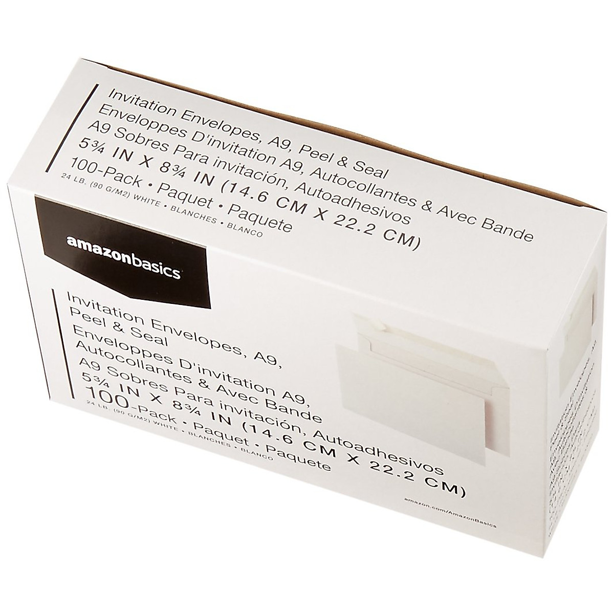 Amazon Basics A9 Blank Invitation Envelopes with Peel & Seal Closure, 5-3/4 x 8-3/4 Inches, White - Pack of 100