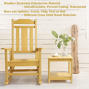 hOmeHua Patio Rocking Chair, All Weather Resistant Outdoor Indoor Fade-Resistant Patio Rocker Chair，Stable Durable Smooth Rocking, Comfortable Easy to Maintain, Load Bearing 350 lbs - Yellow