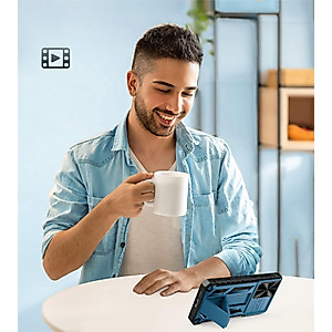 FNTCASE for Samsung Galaxy S23 Case: Military Grade Drop Protection Rugged Protective S23 5G Cell Phone Cover with Kickstand & Slide | Shockproof TPU Matte Textured Sturdy Bumper Cases 6.1'' - Blue