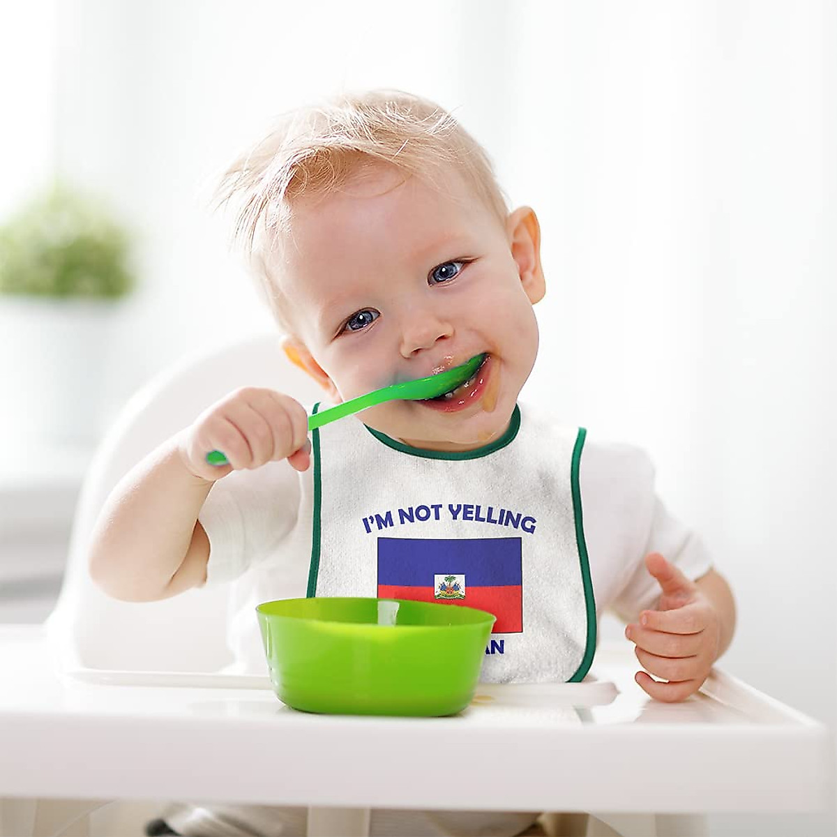Cute Rascals Toddler & Baby Bibs Burp Cloths Not Yelling I'M Not Yelling I Am Haitian Haiti Countries Cotton Baby Items for Baby Girl & Boy White Design Only