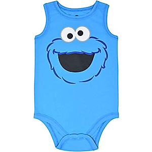 Sesame Street Elmo Cookie Monster Oscar the Grouch Infant Baby Boys 5 Pack Sleeveless Bodysuits Multicoloured 18 Months