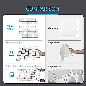 Art3d Subway Tiles Peel and Stick Backsplash (10 Tiles, Thicker Design)