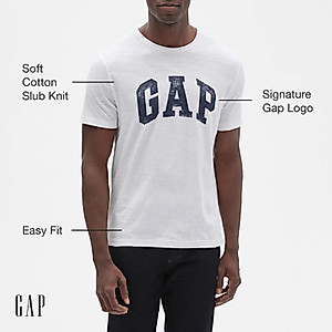 GAP Mens Logo T-Shirt in Slub T Shirt, True Black, X-Large US