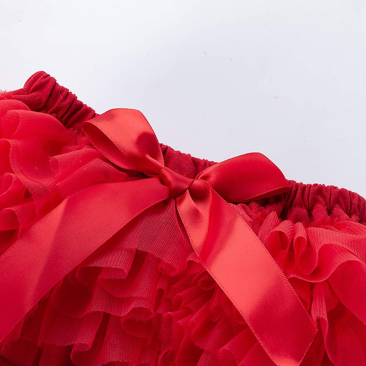 Lucky-BB Baby Girls'Tutu Bloomers Newborn Toddler Cotton Tulle Ruffle Diaper Covers with Bow Red, L-6-12 months