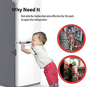 EUDEMON Home Refrigerator Fridge Freezer Door Lock Latch Catch Toddler Kids Child Cabinet Locks Baby Safety Child Lock Easy to Install and Use 3M Adhesive no Tools Need or Drill (Grey)