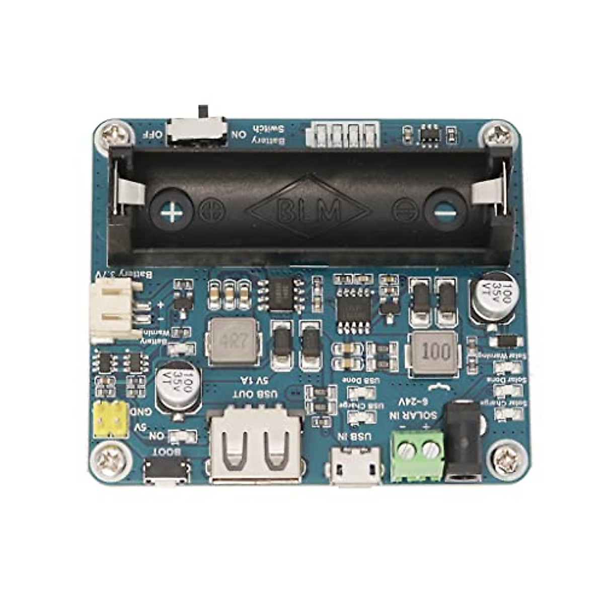 Waveshare Solar Power Management Module for 6V~24V Solar Panel Support Solar Panel/USB Connection Battery Charging with MPPT Function and Multi Protection Circuits