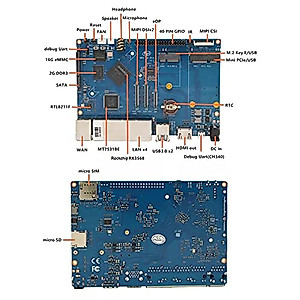 youyeetoo BPI R2 Pro Open Source Smart Router Developement Board by RK3568 0.8TOPS 2G LPDDR4 16G EMMC 5 Gigabit Port OpenWRT Linux for IOT NAS Smart Home Gateway (with Power)
