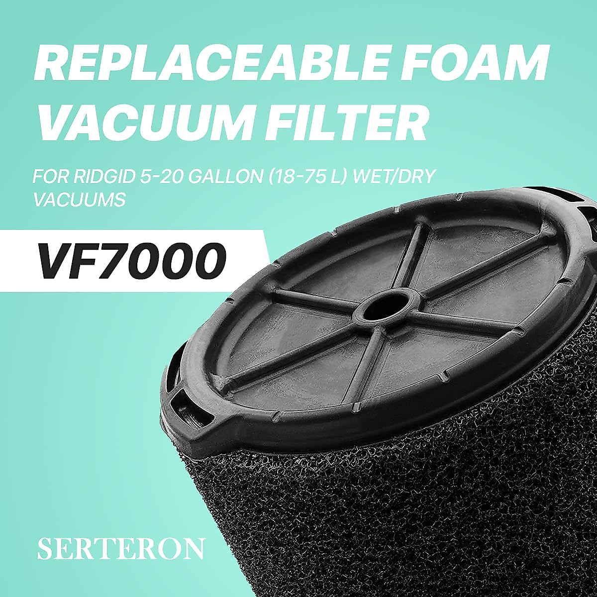 VF7000 Replacement Filter Compatible with Ridgid Wet Only Vac Filter for Ridgid 5-20 Gallon Wet/Dry Vacuums