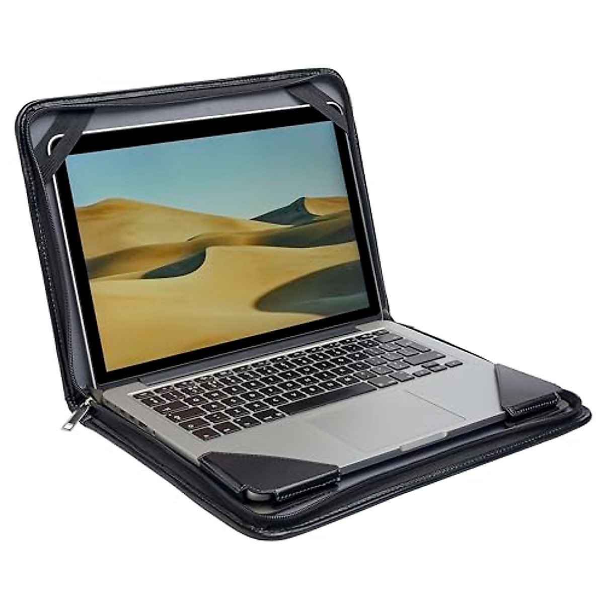 Broonel Black Leather Laptop Messenger Case - Compatible with Dynabook Portégé X40L-K 14" Laptop