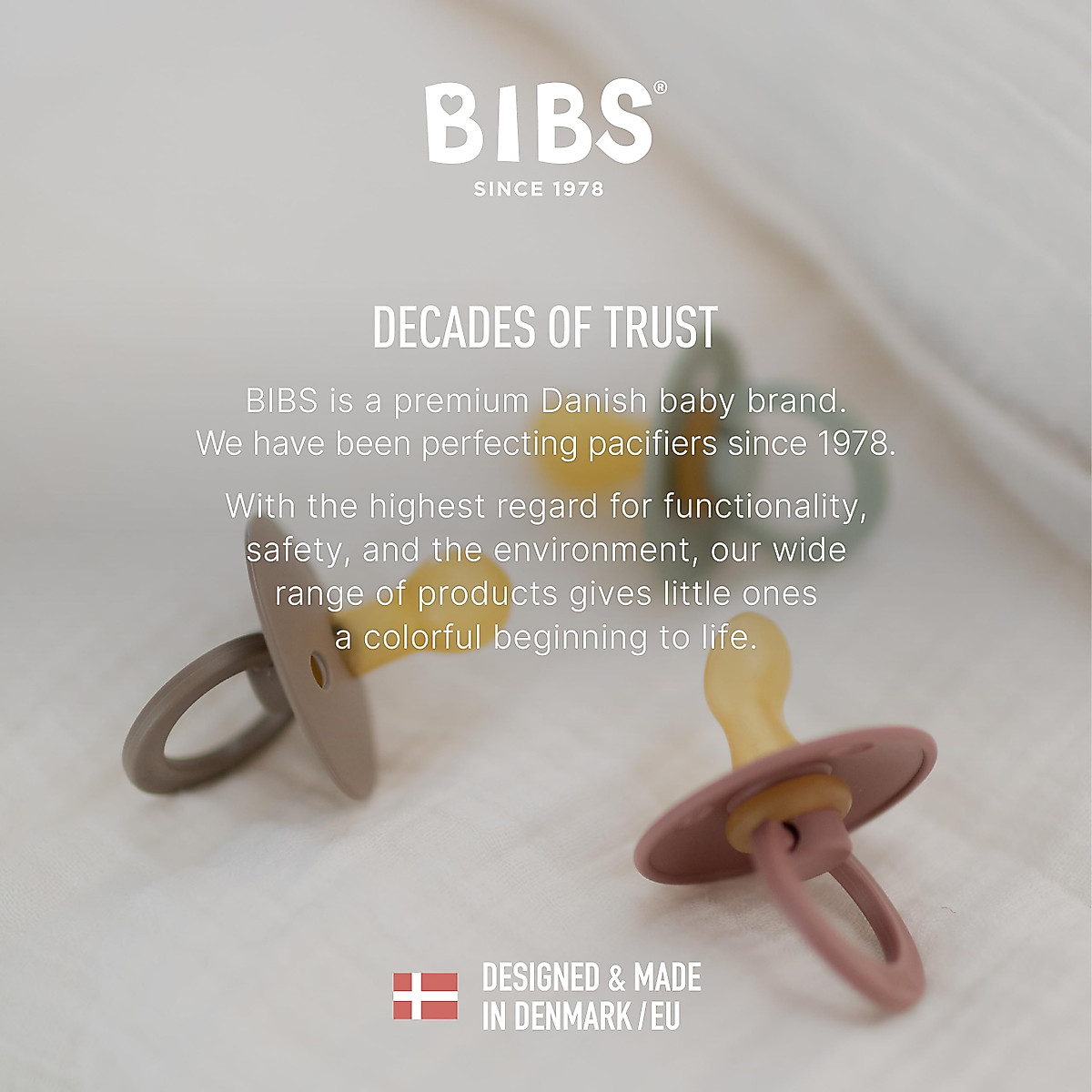 BIBS Pacifiers Colour Collection | Natural Rubber Baby Pacifier | Set of 2 BPA-Free Soothers | Made in Denmark | 6+ Months (Pack of 2) | Sage/Ivory